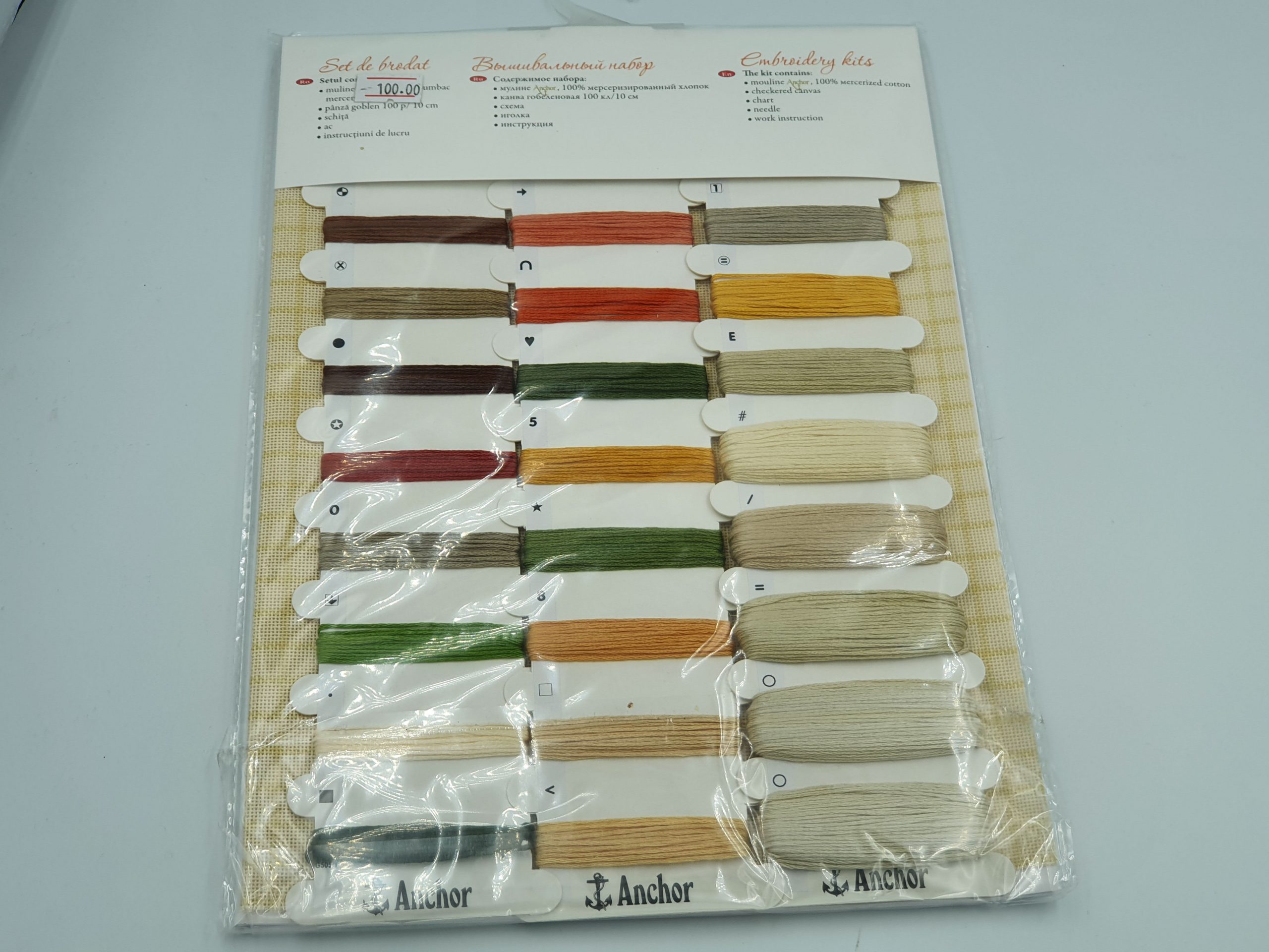 Set Goblen “Trandafiri portocalii in vaza” 29,5 x 23 cm, ata mouline ...